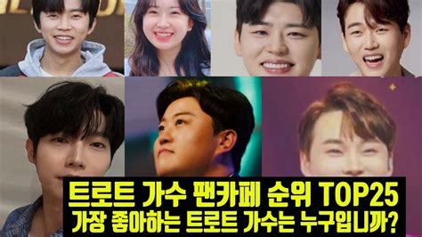 트로트 가수 팬카페 순위 Top25 박서진 안성훈 황영웅 손태진 전유진 조명섭 박지현 송가인 가장 좋아하는