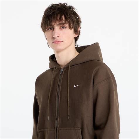 Nike Solo Swoosh Mens Full Zip Fleece Hoodie Dark Hazel White Footshop