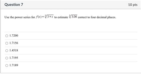 Solved Use the power series for f(x)=33+x to estimate 33.06 | Chegg.com