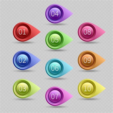 premium vector number buttons 3d pointing bullets isolated vector