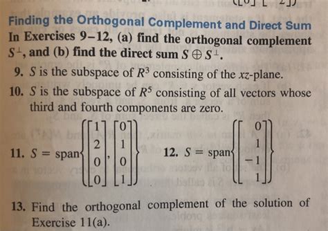 Solved Lul 2 Finding The Orthogonal Complement And Direct