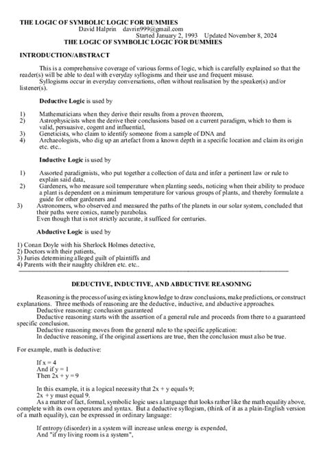 Pdf The Logic Of Symbolic Logic For Dummies