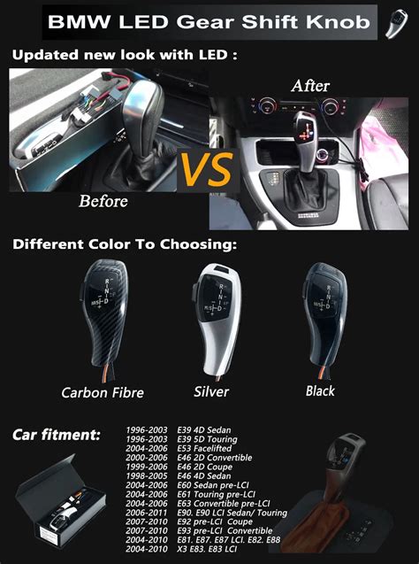 Black Color Green Indicator Light Led Gear Shift Knobs For Bmw E90 E92