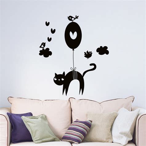 Sticker Gatto Volo Via Adesivi Murali