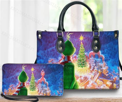 Grinch Christmas Leather Bag Grinch Lovers Handbag Etsy