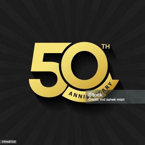50 주년 기념 벡터 로고입니다 50 년 기념일 골드 컬러 검은 배경에 현대적인 로고 50 생일 기념일 엠블럼 배너 인사말 카드 포스터 50주년에 대한 스톡 벡터 아트 및