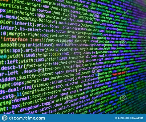 Data Encryption Security Code On A Computer Display Close Up New