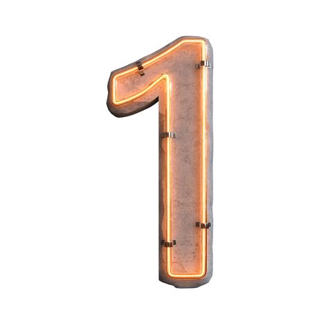 Concrete Neon Light Number On Transparent Background PNG File PNG
