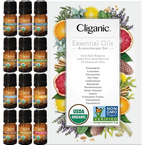 Cliganic Organic Aromatherapy Essential Oils Set Top 12 With Rosemary