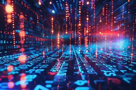 Binary Code Stream Flowing Into A Digital Lock Signifying Cybersecurity Stock Illustration