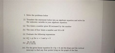Solved 1 Solve The Problems Below I Translate The Chegg Com