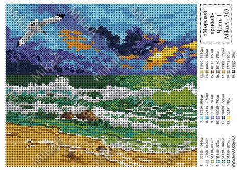 Схема для полной зашивки бисером Морской прибой часть №1 продажа цена в Мариуполе