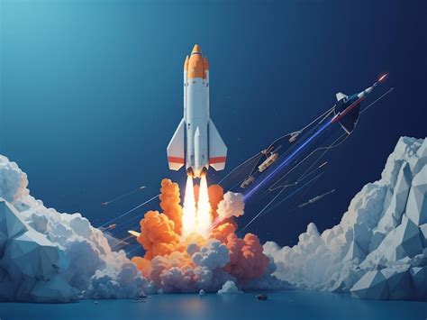 Galactic Ascent Abstract Rocket Launch Digital Spaceship Flying Premium Ai Generated Image