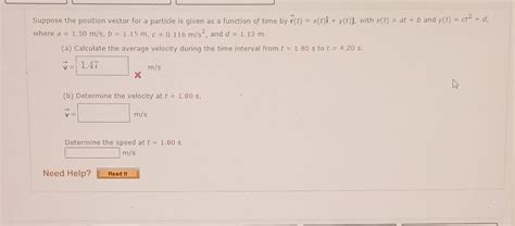 suppose the position vector for a particle is given