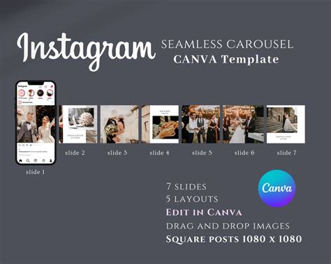 Instagram Seamless Carousel Design Canva Carousel Post Carousel Posts Canva Template