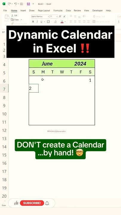 Dynamic Calendar In Excel ‼️shorts Computer Excel Exceltips Youtube