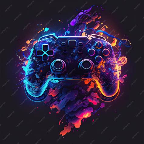 Premium Photo Abstract Neon Light Game Controller Artwork Design