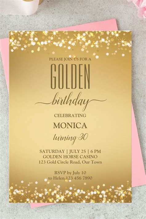 Adults Birthday Party Elegant Gold Minimalist Invitation Instant