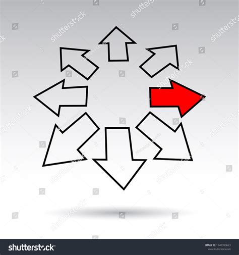 Arrows Compass Red Arrow Pointing Right Stock Vector Royalty Free 1140390623 Shutterstock