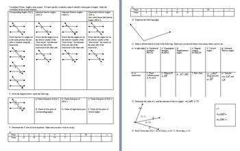 Parallel Lines And Transversals With Answer Key Editable TPT