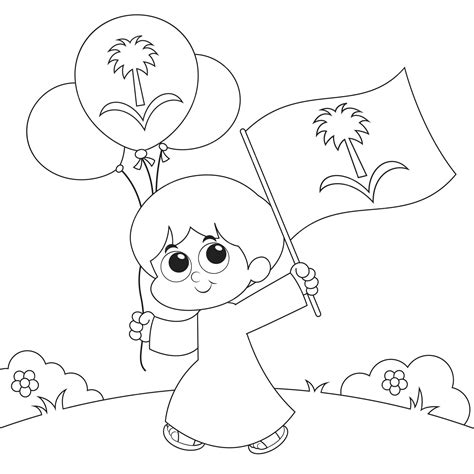 Premium Vector Saudi Arabia National Day Celebration Coloring Page