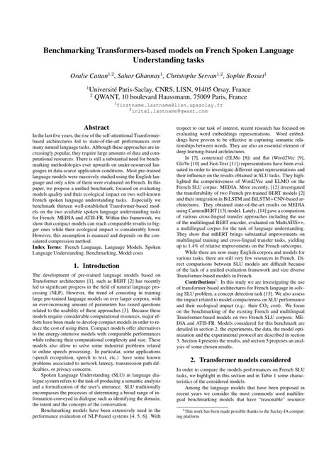 Pdf Benchmarking Transformers Based Models On French Spoken Language Understanding Tasks