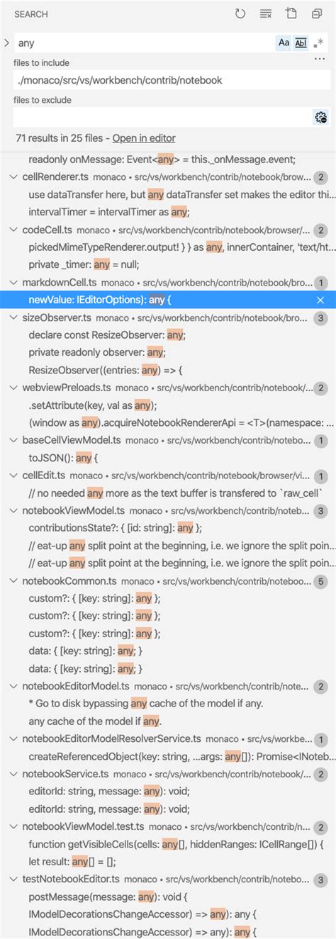 Excessive Use Of Explicit Any · Issue 100454 · Microsoftvscode · Github