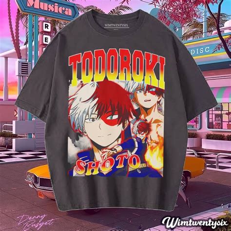 Jual Kaos Anime Boku No Hero Academia Todoroki Shoto Flame And Ice Vintage Tee Oversize Dark