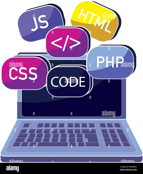 Laptop With Data Code System Program Stock Vector Image And Art Alamy