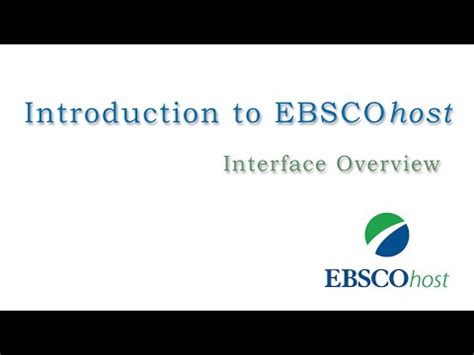 Introduction to EBSCOhost - Tutorial - YouTube