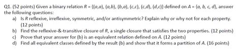 Solved Q1 52 Points Given A Binary Relation R