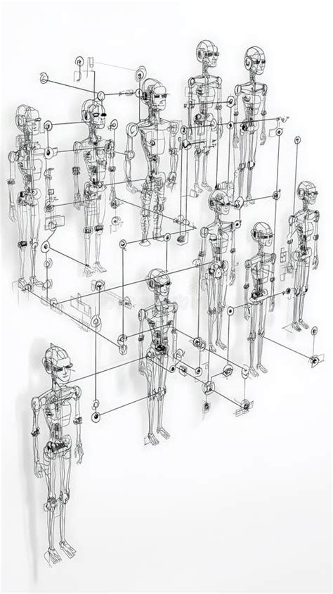 Detailed Hierarchical Organizational Chart With Human And Robot Members Generative Ai Stock