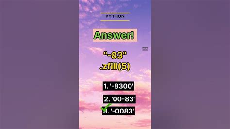 Python Zfill Method Hard Quizpythonpythonprogramming Pythonforbeginners Pythontutorial