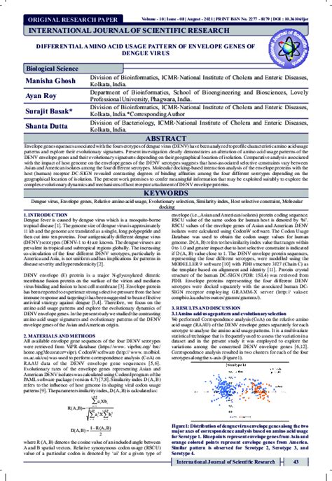 Pdf Differential Amino Acid Usage Pattern Of Envelope Genes Of Dengue Virus Surajit Basak