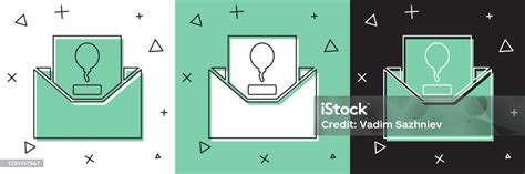 흰색과 녹색 검은 색 배경에 격리 초대 아이콘을 설정합니다 초대 또는 인사말 카드에 대 한 축 하 포스터 템플릿입니다 벡터 일러스트레이션 가능성에 대한 스톡 벡터 아트 및