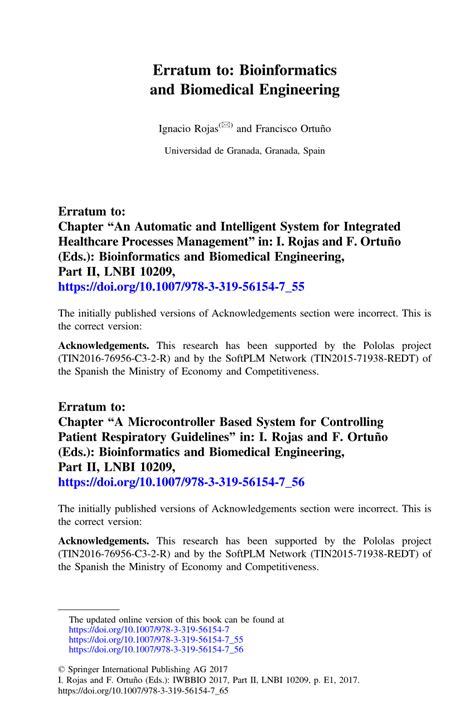 Pdf Erratum To Bioinformatics And Biomedical Engineering