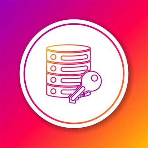 Color Line Server Security With Key Icon Isolated On Color Background Security Safety