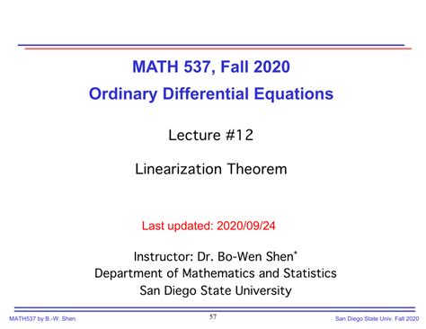Pdf Lecture 12 Of Math537 Linearization Theorem