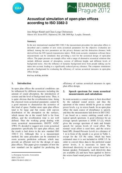 Acoustical Simulation Of Open Plan Offices According To Iso Odeon