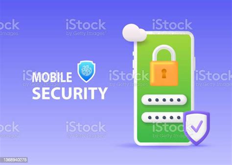 휴대 전화 보호 시스템 스마트 폰 보안 개념 전화 자물쇠 암호 및 방패가있는 배너 디지털 생성 이미지에 대한 스톡 벡터 아트 및 기타 이미지 디지털 생성 이미지 맹꽁이