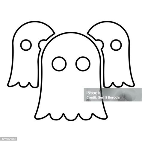 스피릿 유령 윤곽선 윤곽선 아이콘 검은 색 벡터 일러스트 레이 션 이미지 얇은 평면 스타일 검은색에 대한 스톡 벡터 아트 및 기타 이미지 검은색 공포 무서움 귀신