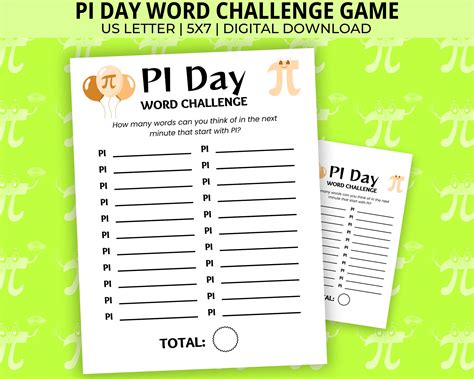 Pi Day Word Challenge Game Word Game Math Pi Day Trivia Math