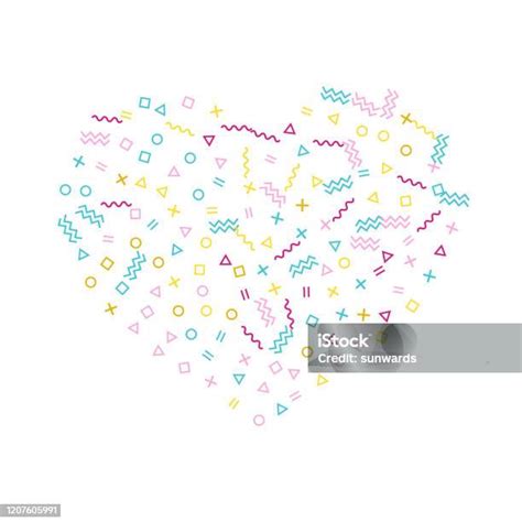 삼각형 원 사각형 모양 갈매기 및 물결 모양선이있는 기하학적 색종이 기하 도형에 대한 스톡 벡터 아트 및 기타 이미지 기하