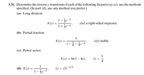 solved 3 31 determine the inverse z transform of each of