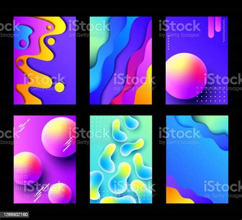 추상적인 밝은 배경 집합입니다 최소한의 커버 디자인 다채로운 그라데이션 0명에 대한 스톡 벡터 아트 및 기타 이미지 0명 3차원 형태 가리기 Istock