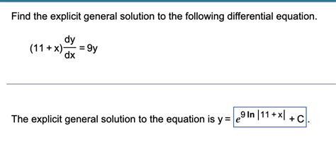 solved find the explicit general solution to the following