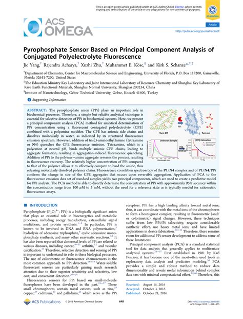 Pdf Pyrophosphate Sensor Based On Principal Component Analysis Of Conjugated Polyelectrolyte