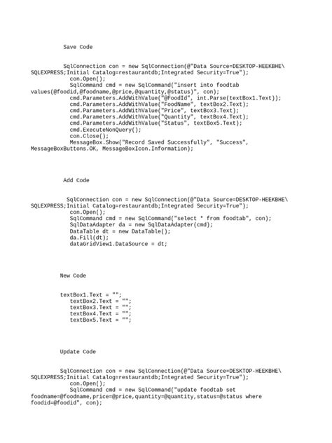 Restaurant Management Source Code Pdf Parameter Computer