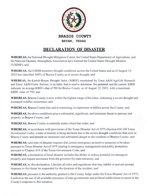 2023 08 23 Declaration Of Disaster Signed Pdf State Of Emergency