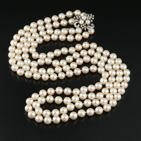 Honora Two Strand Pearl Necklace With 14k Diamond And Pearl Clasp